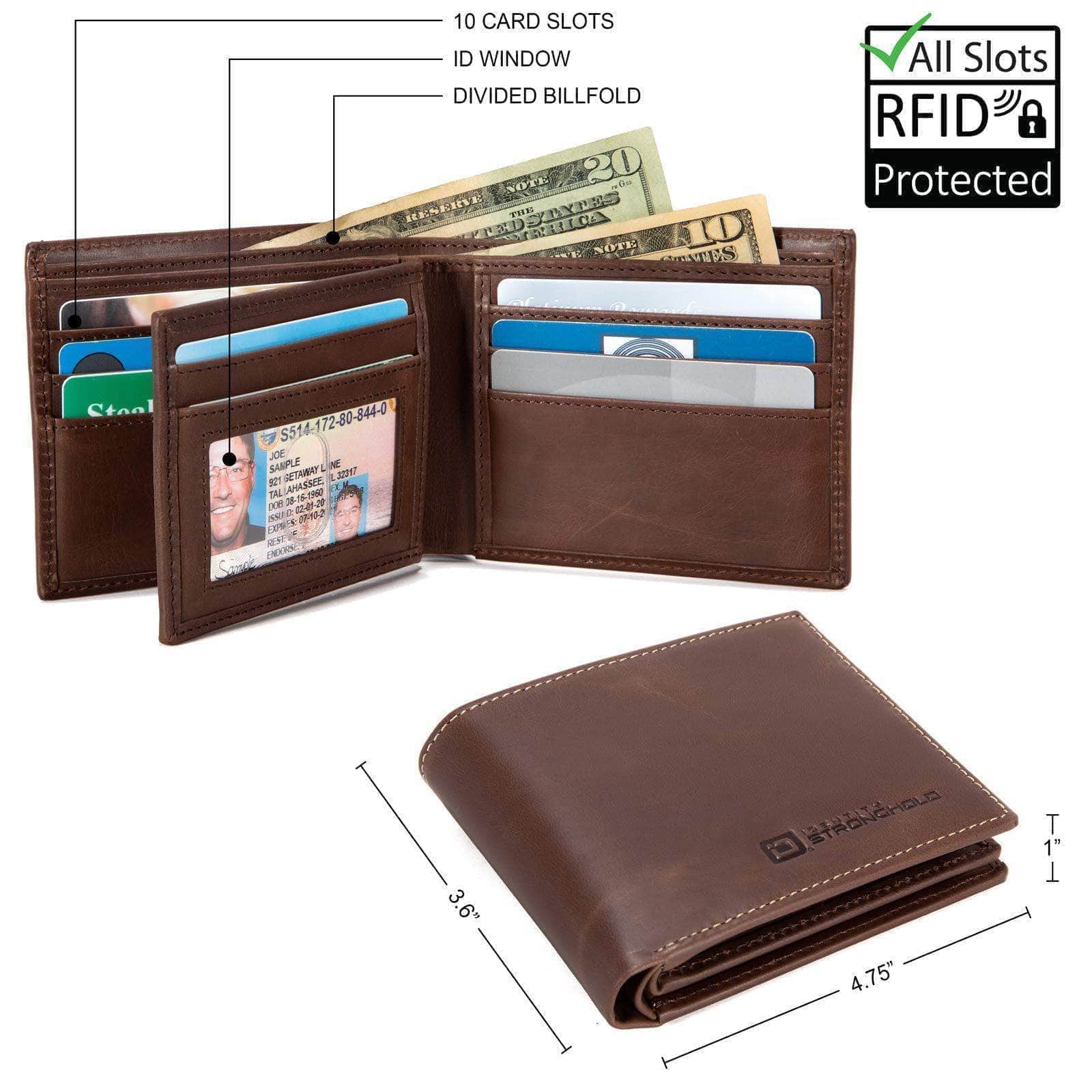 Men's 10-Slot RFID Wallet | Secure Leather Wallets | ID Stronghold